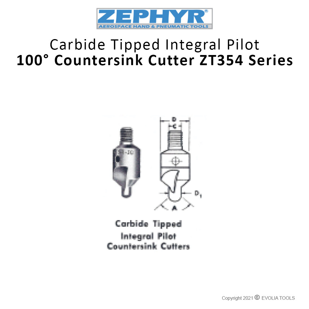 100°- 1/4"-28 CARDBIDE TIPPED INTEGRAL PILOT COUNTERSINKS CUTTER ZT354 ...