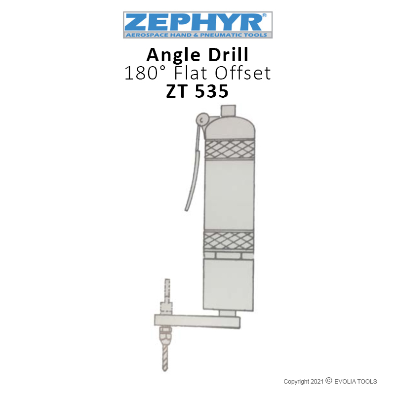 180° Flat Offset Angle Drill ZT535 - Evolia Tools