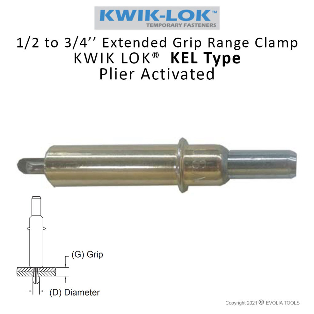 KWIK LOK EXTENDED GRIP RANGE CLAMPS KEL CLECO TYPE - Evolia Tools